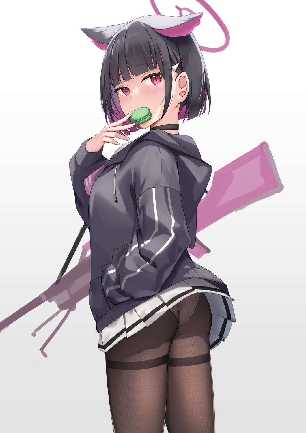 skai kun blue archive kyouyama kazusa animal ears ass gun halo nekomimi pantsu pantyhose seifuku ...